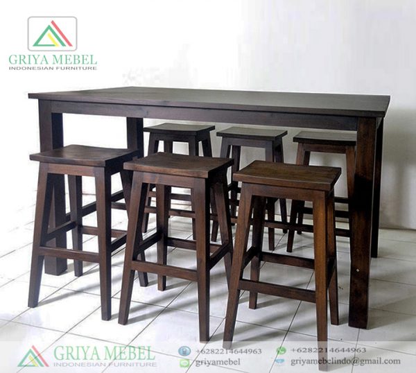 Meja Makan Set Bar Cafe Jati | griya mebel