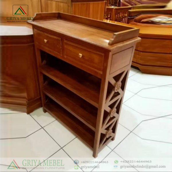 Rak Sepatu Silang Jati Jepara | griya mebel