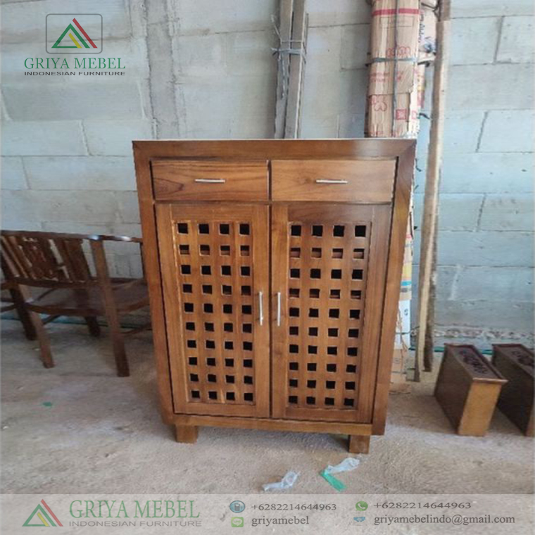 Rak Sepatu Kolong Jati Minimalis | griya mebel