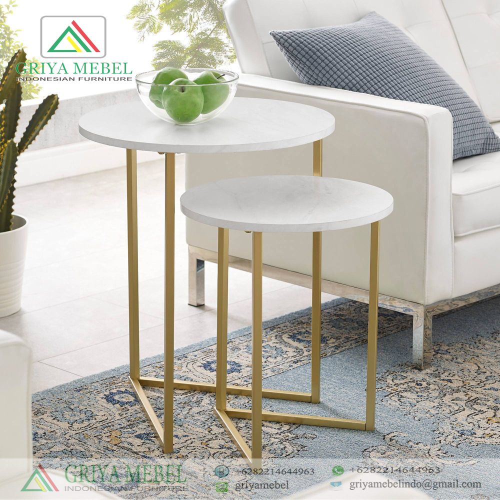 Meja Susun V Marmer Industrial Modern | griya mebel