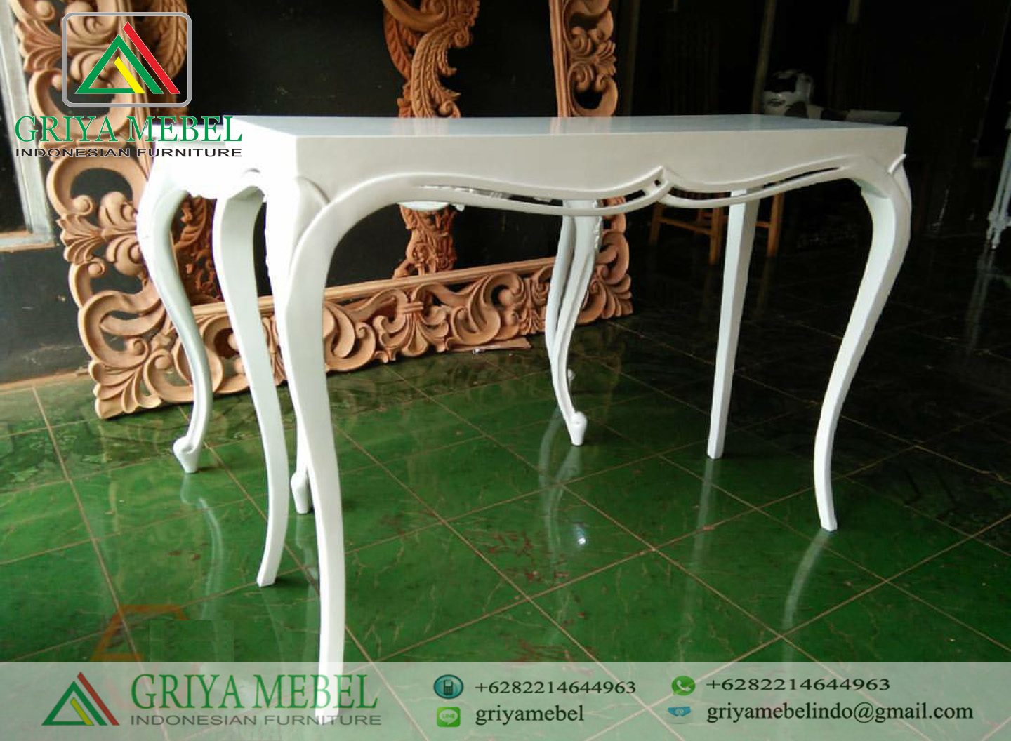 Meja Console Slatty Putih | griya mebel
