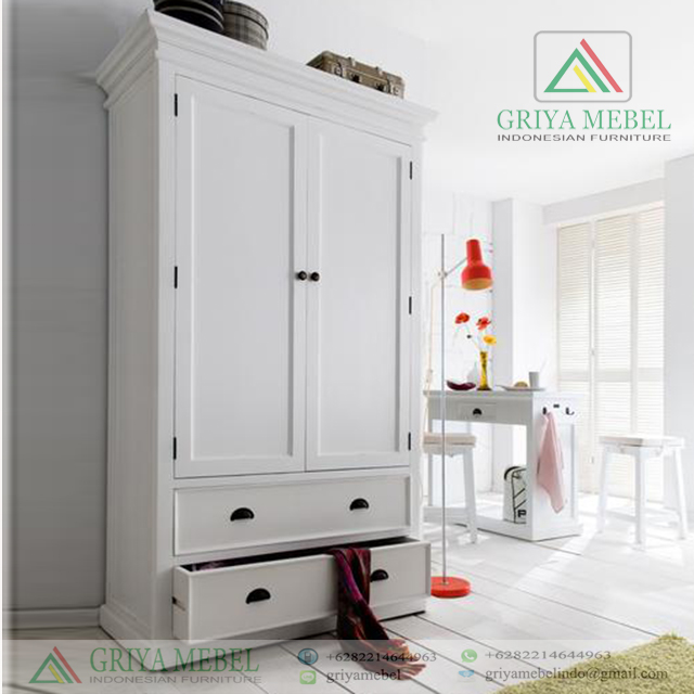 Almari Baju Anak 2 Pintu Duco Putih | griya mebel